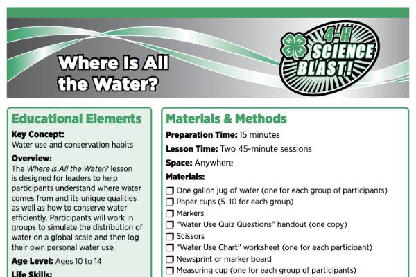 4-H Science Blast Activities: Where Is All the Water? - 4-H Science ...