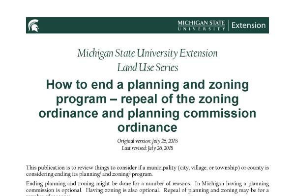 How to end a planning and zoning program – repeal of the zoning ...