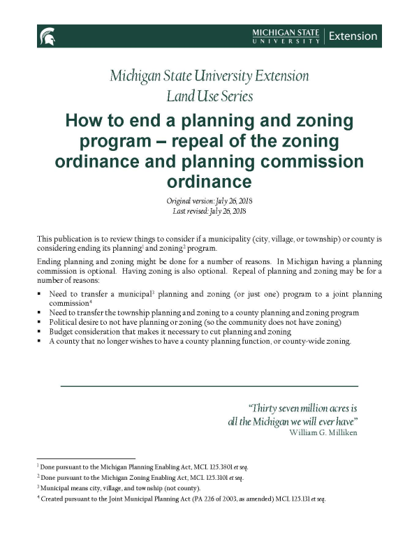 How to end a planning and zoning program – repeal of the zoning ...