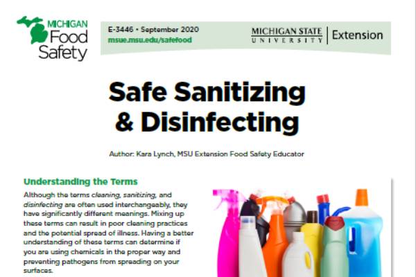 Safe Sanitizing and Disinfecting - Safe Food & Water