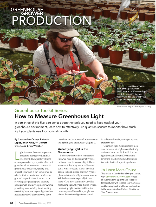 How to Measure Greenhouse Light - Floriculture & Greenhouse Crop Production