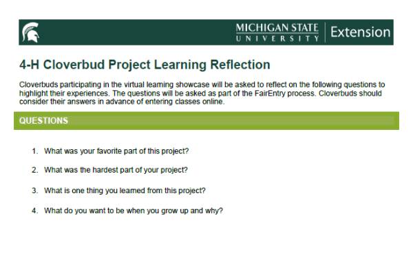 4-H Cloverbud Project Learning Reflection - Virtual Learning Showcase ...