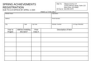4-H Spring Achievements Registration Form - Ottawa County