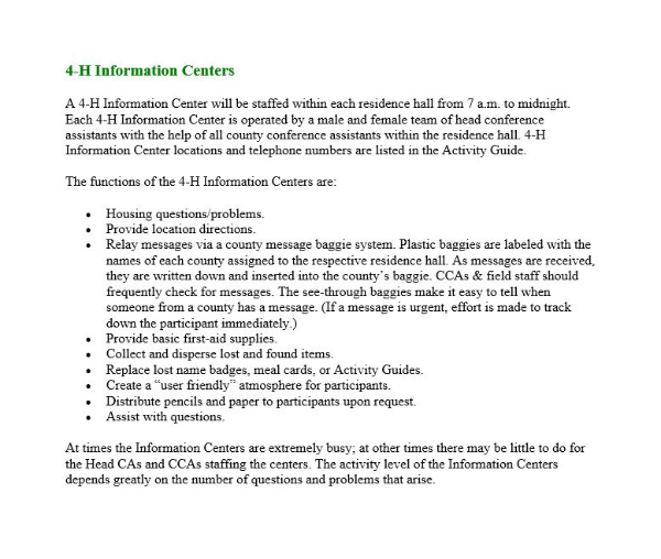 4-H Information Centers - 4-H Exploration Days