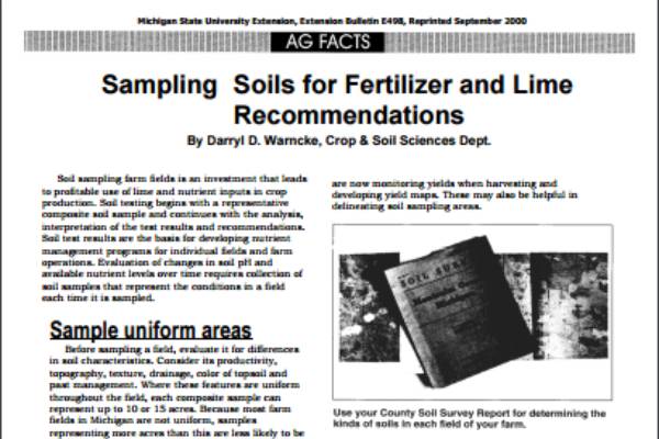 Sampling Soils for Fertilizer and Lime Recommendations and Frequency of ...