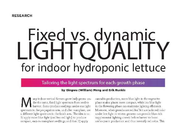 Fixed vs. dynamic light quality for indoor hydroponic lettuce ...