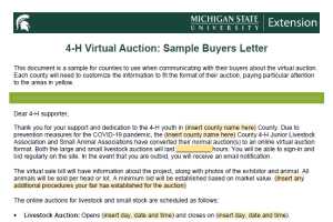 4-H Virtual Auction: Sample Buyers Letter - Virtual Learning Showcase ...
